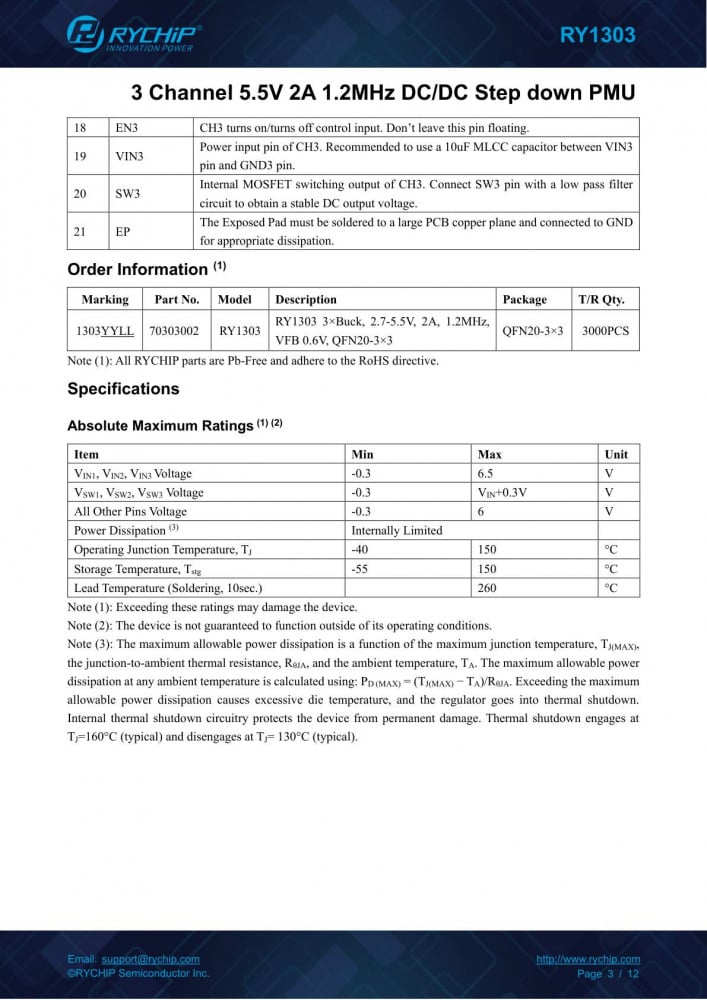 RY1303 datasheet page 3