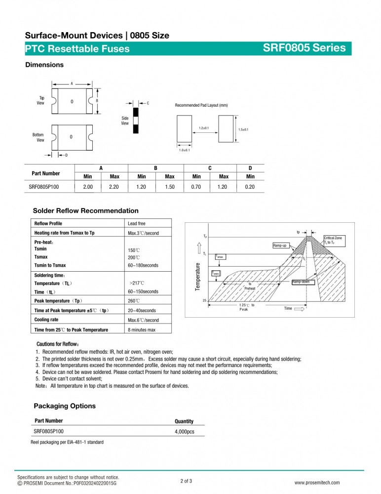 SRF0805P100 technical document page 2