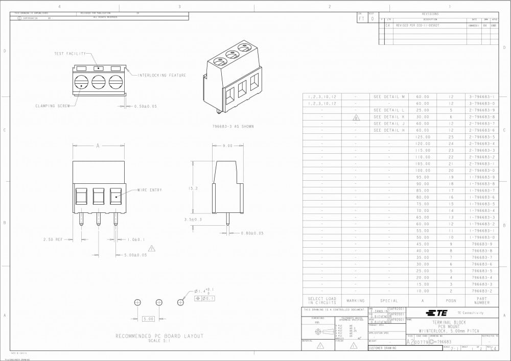 TE Connectivity 1-796683-0 technical drawing page 1
