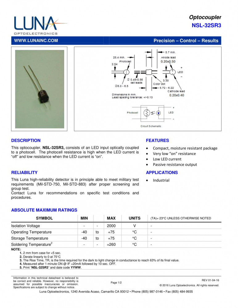 NSL-32SR3 technical document page 1