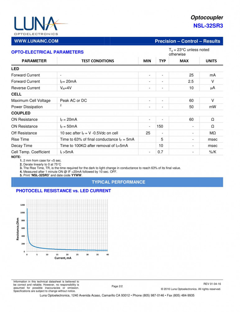 NSL-32SR3 technical document page 2