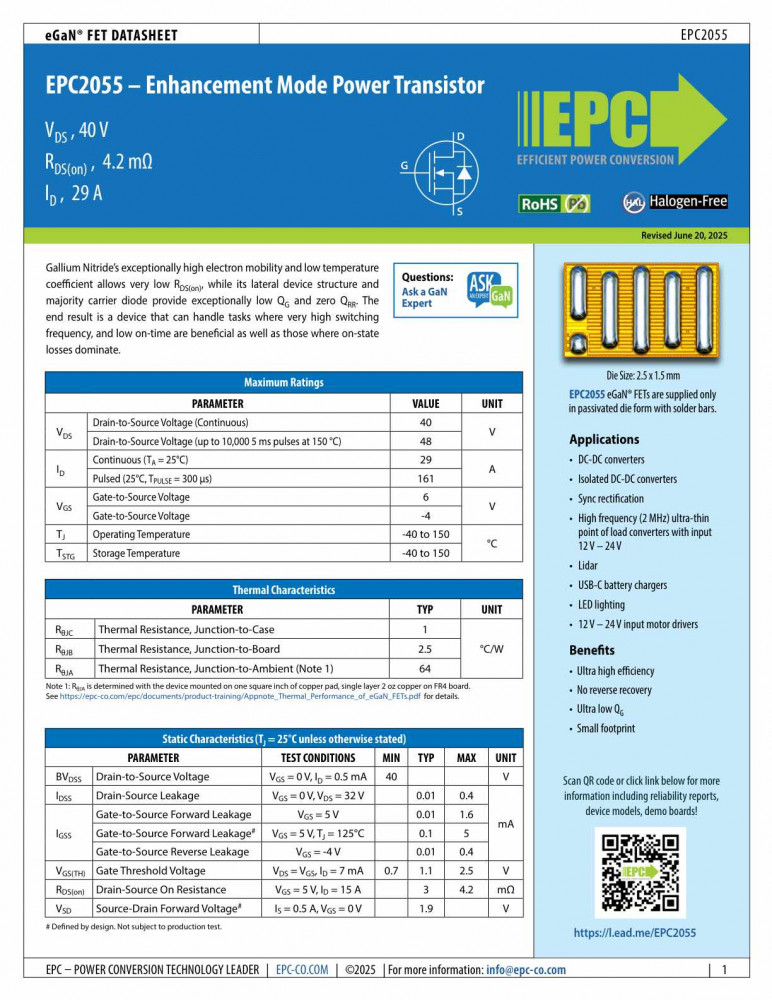 EPC2055 technical document preview, page 1