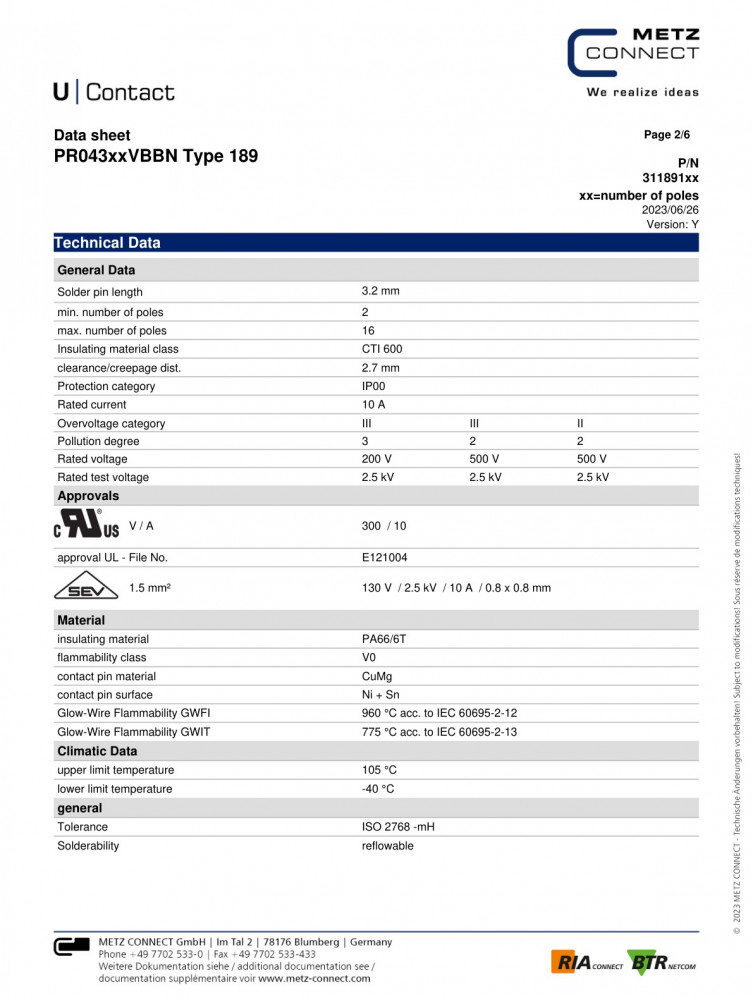 METZ CONNECT 31189103 datasheet page 2