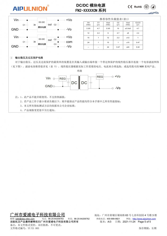 FN2 series datasheet page 5