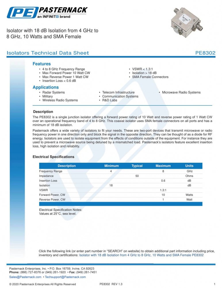 PE8302 technical document page 1