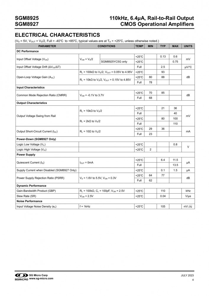 SGM8927 datasheet page 4