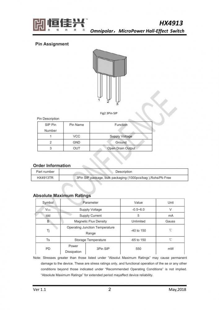 HX4913 datasheet page 2