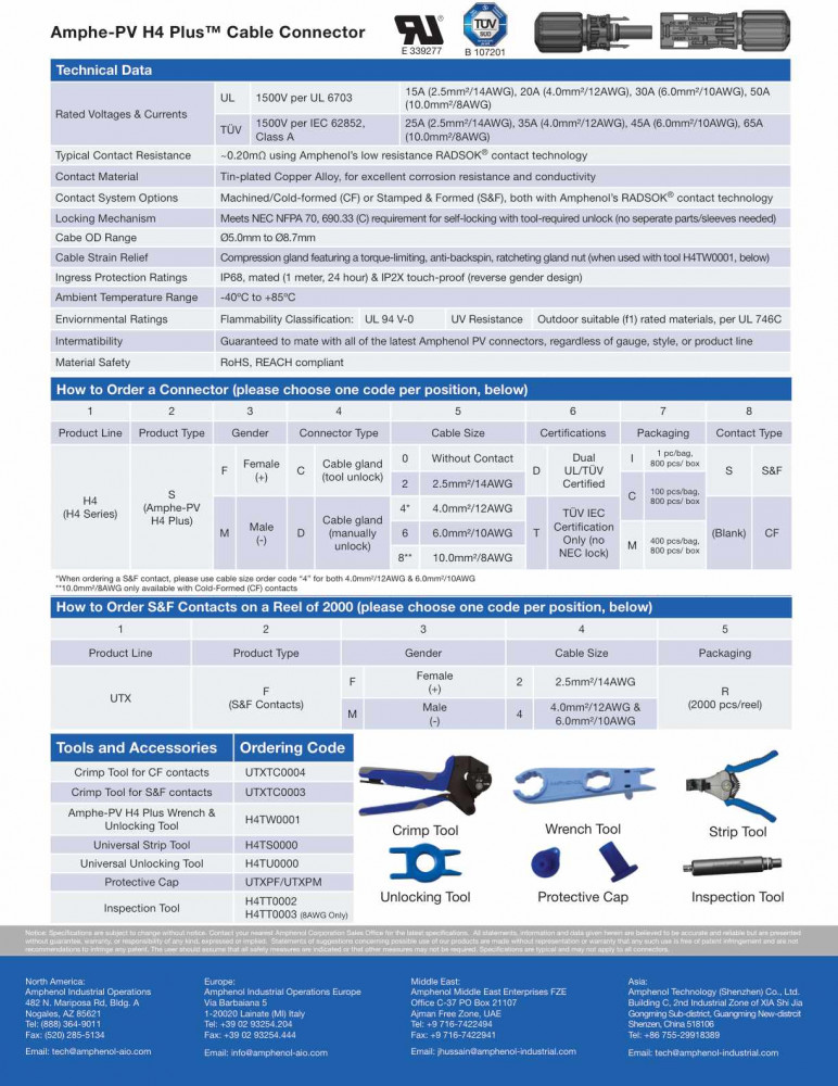 Amphenol Amphe-PV H4 Plus technical document page 2
