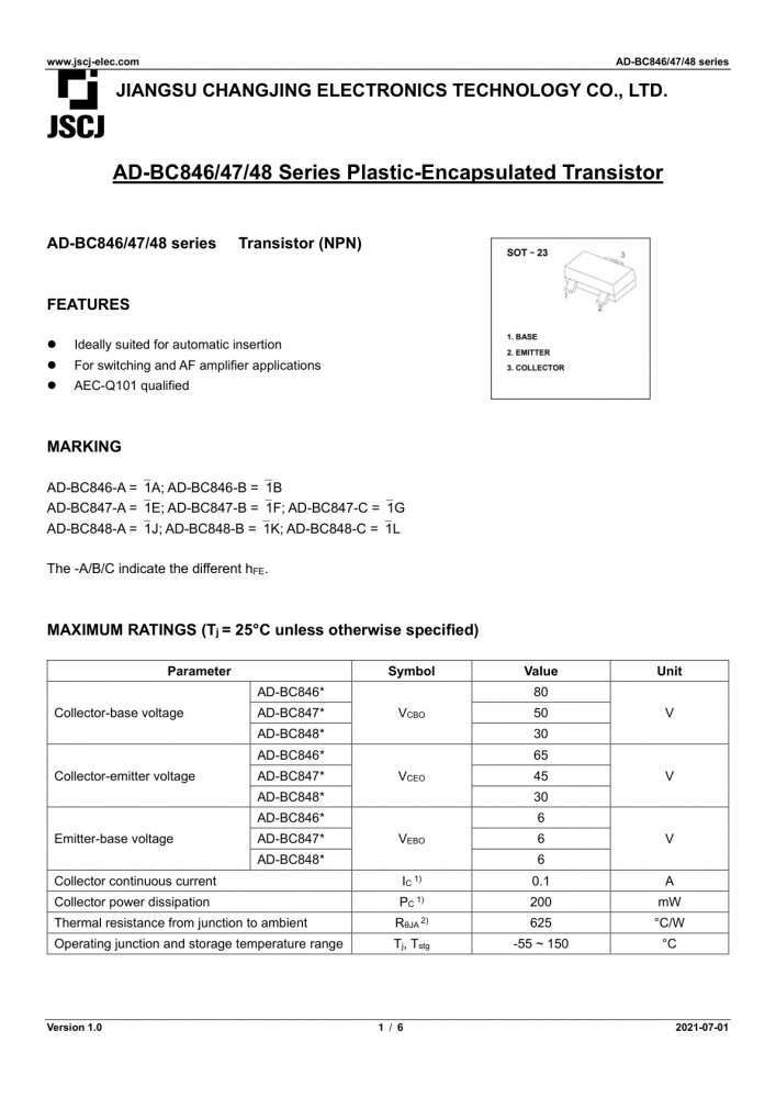AD-BC846-B datasheet page 1