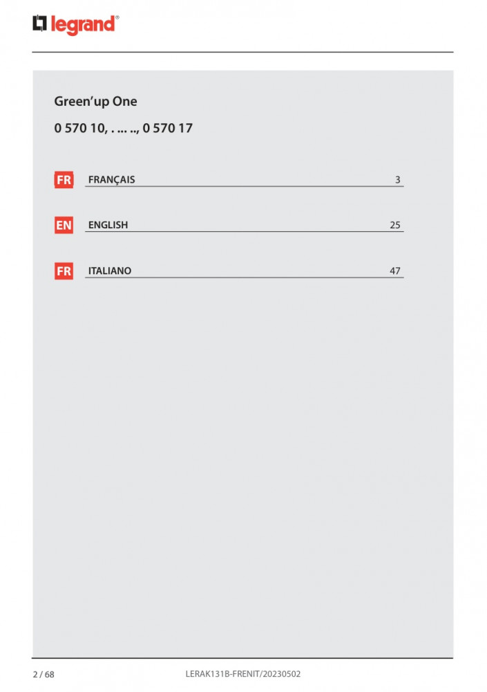 Green'up One installation manual page 2