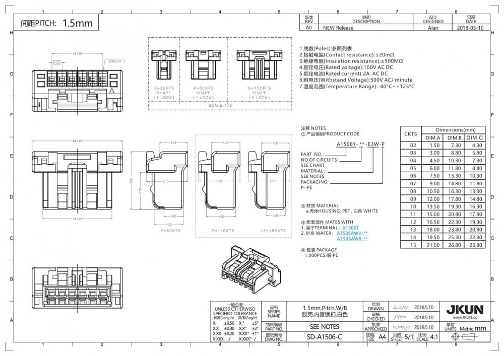 JKUN A1506Y-02-E3W-P drawing page 1