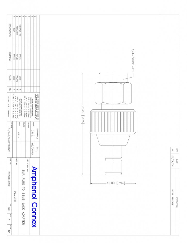 Amphenol 242200 mechanical drawing
