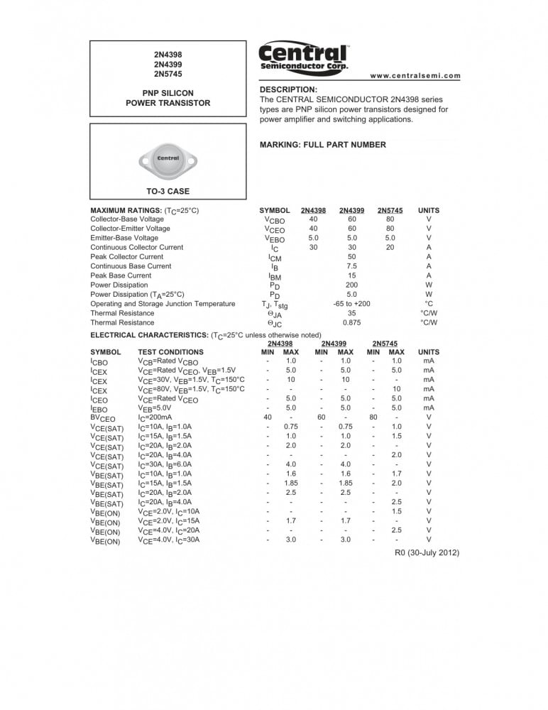 2N4398 datasheet page 1