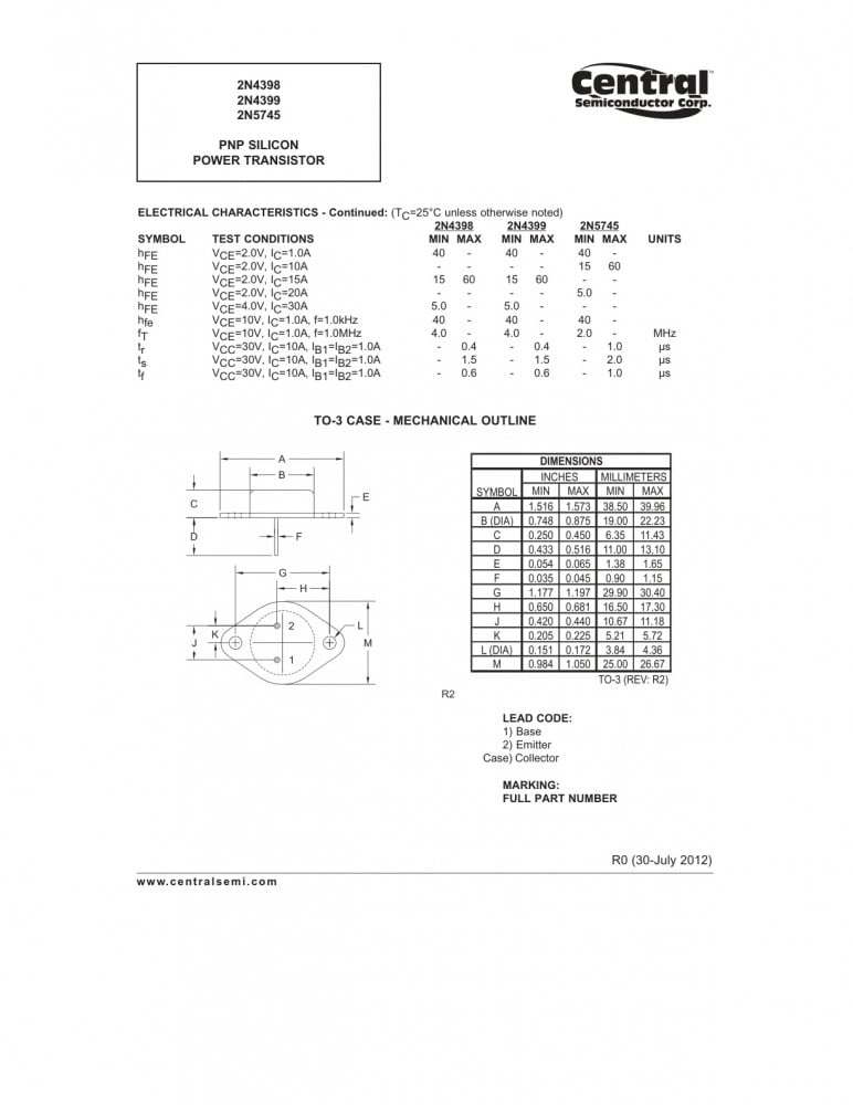 2N4398 datasheet page 2