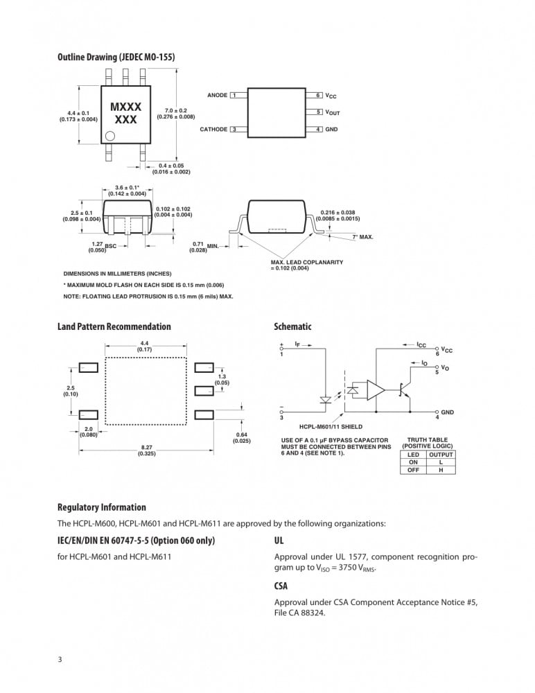 HCPL-M601-500E datasheet page 3
