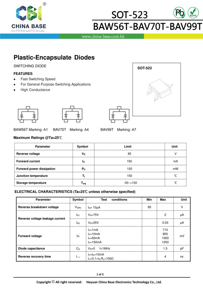 CBI switching diode technical document page 1