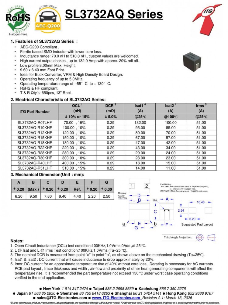 SL3732AQ technical document page 1
