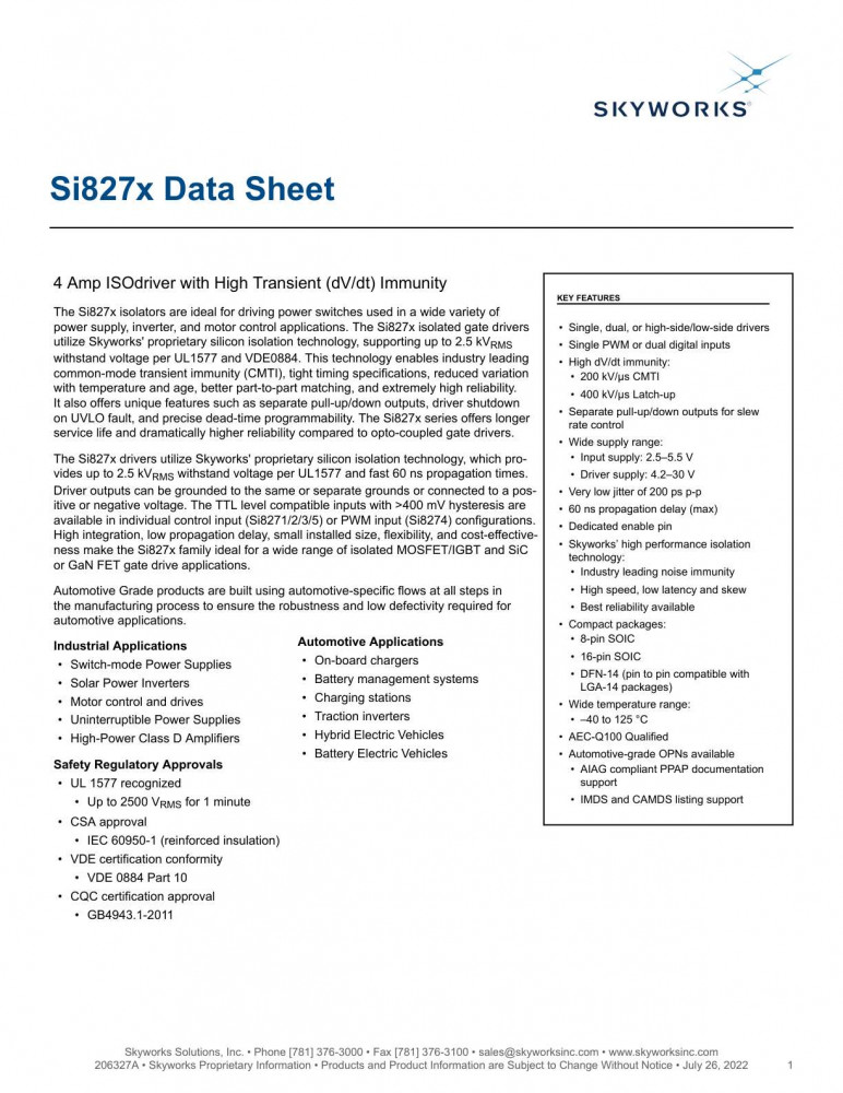 SI8273GBD-IS1 datasheet page 1