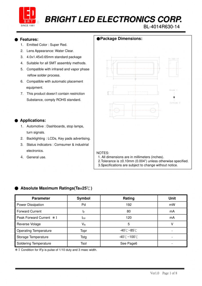 BL-4014R630-14 datasheet page 1