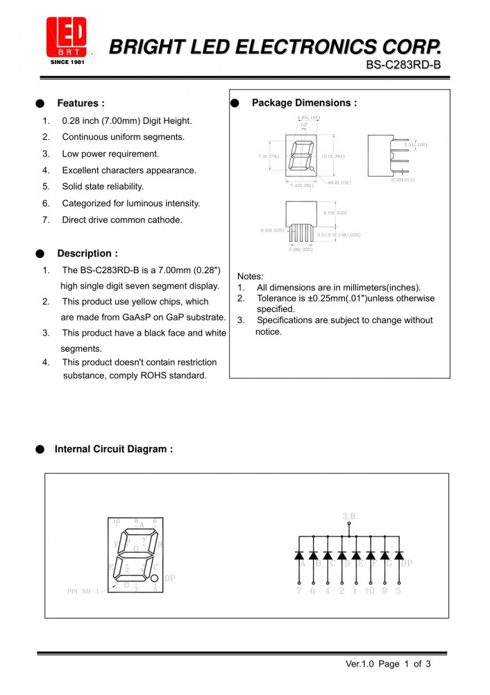BS-C283RD-B datasheet page 1