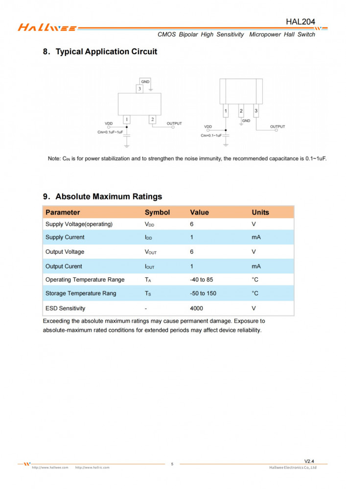 HAL204SO datasheet page 5