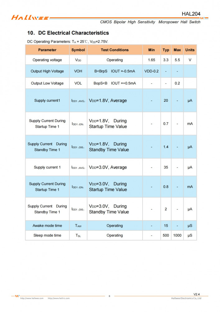 HAL204SO datasheet page 6