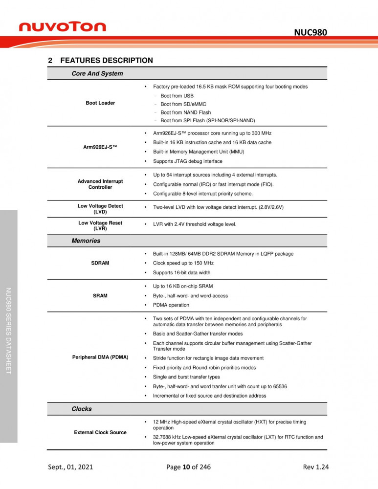NUC980 datasheet page 10