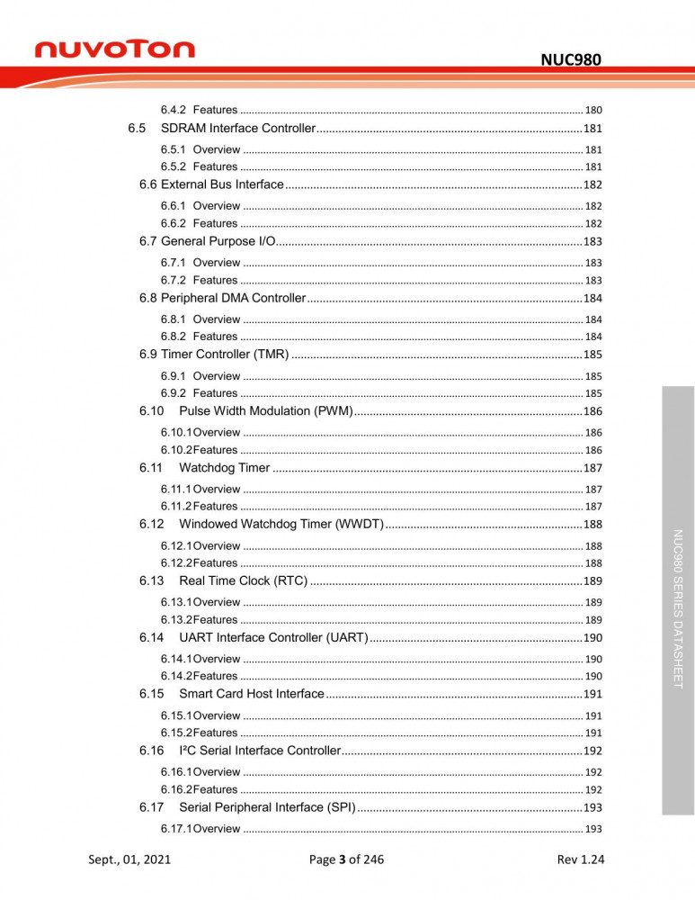 NUC980 datasheet page 3