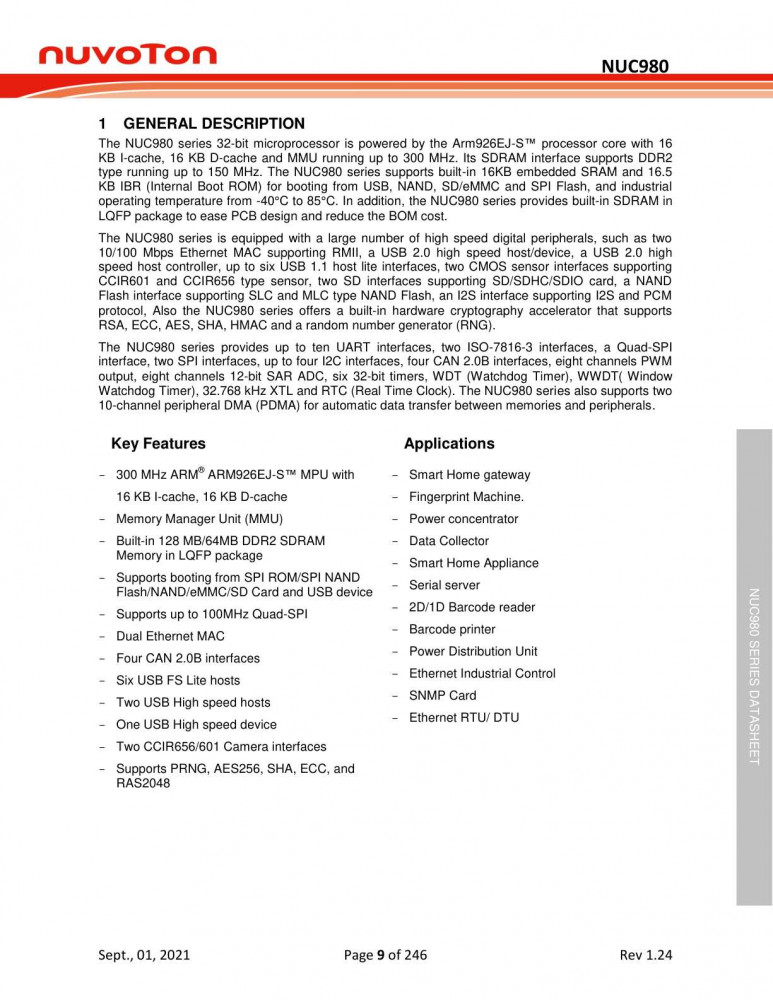NUC980 datasheet page 9