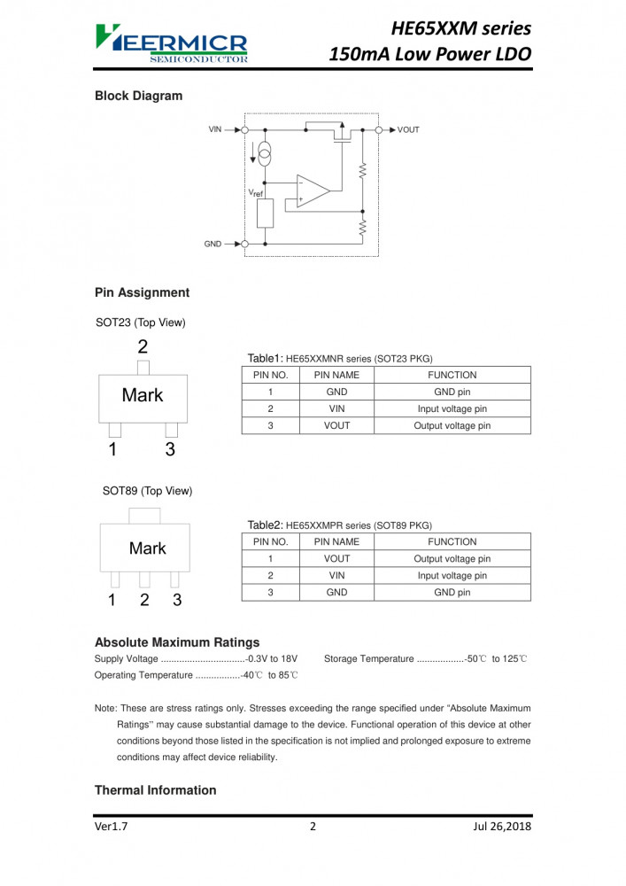 HE6530MPR datasheet page 2