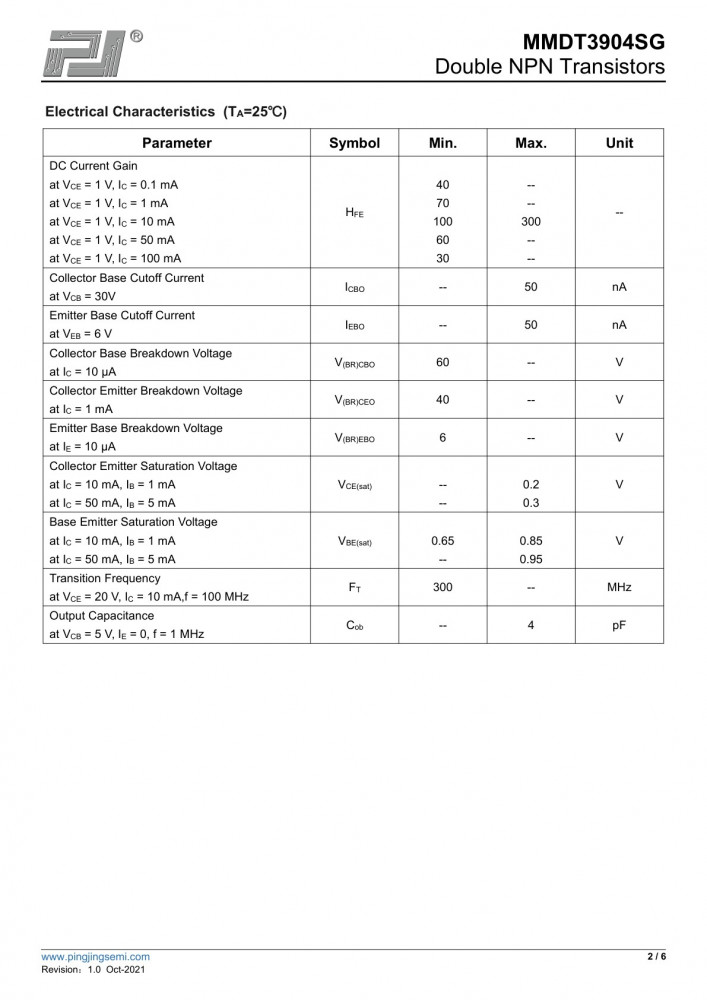 MMDT3904SG datasheet page 2