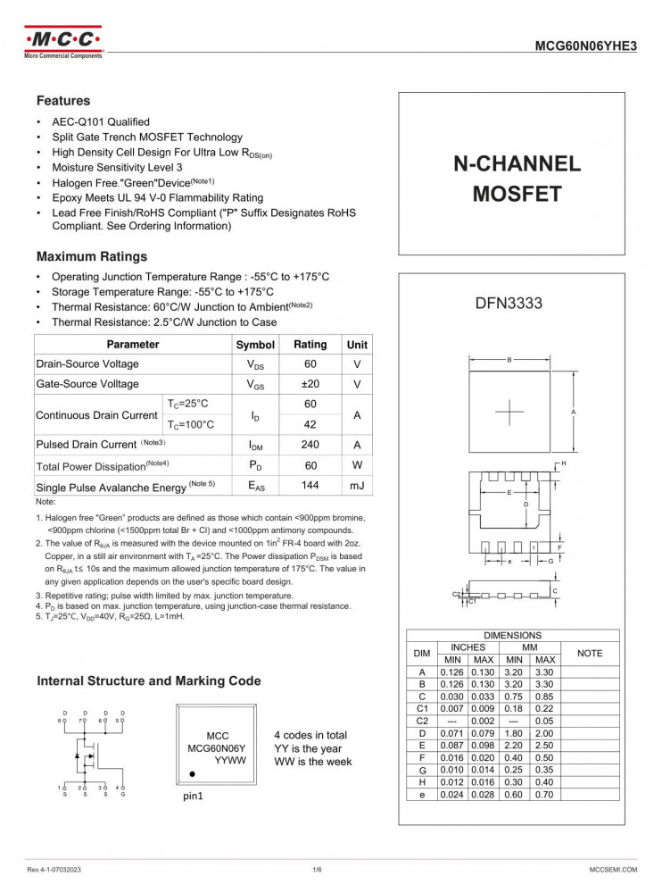 MCG60N06YHE3-TP datasheet page 1
