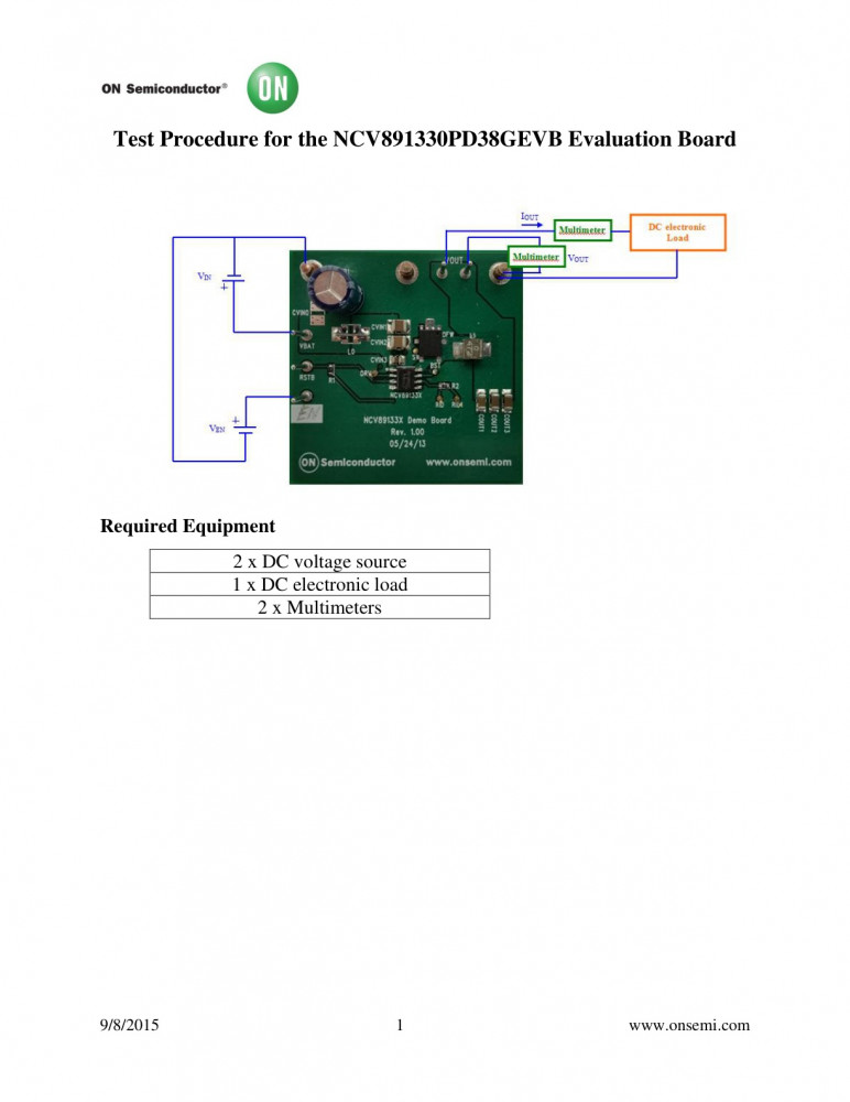 NCV891330PD38GEVB test procedure document page 1