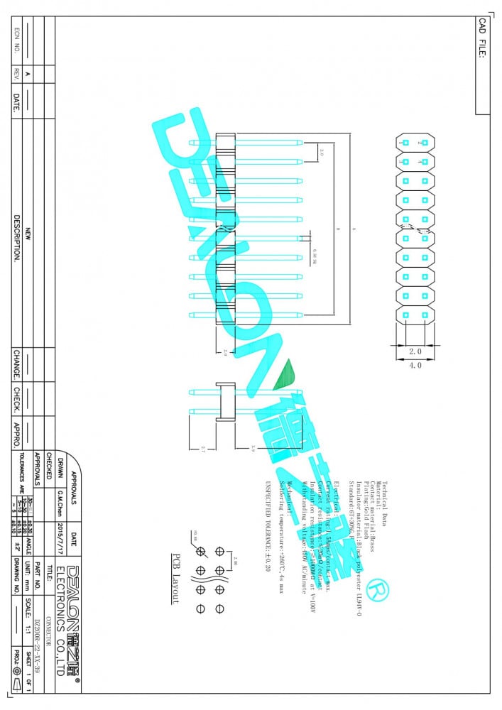 DEALON DZ200R connector technical drawing