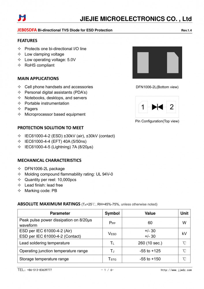 JEB05DFA datasheet page 1