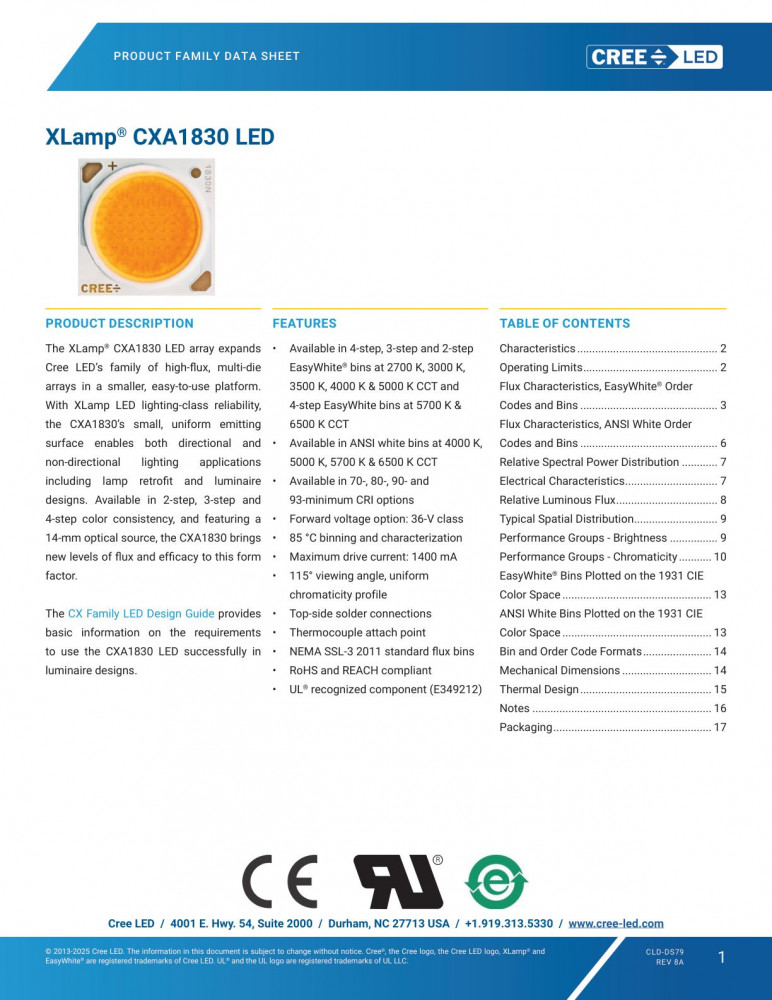 CXA1830 document page 1