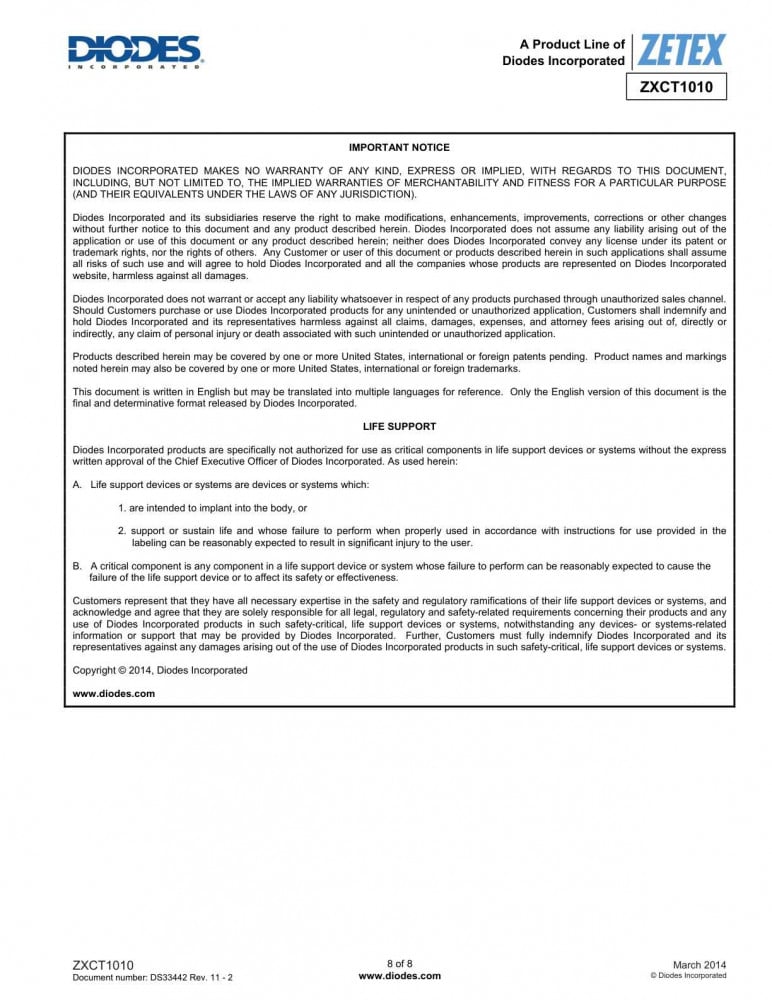 ZXCT1010E5TA datasheet page 8