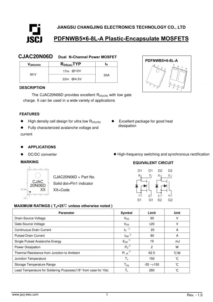 CJAC20N06D datasheet page 1