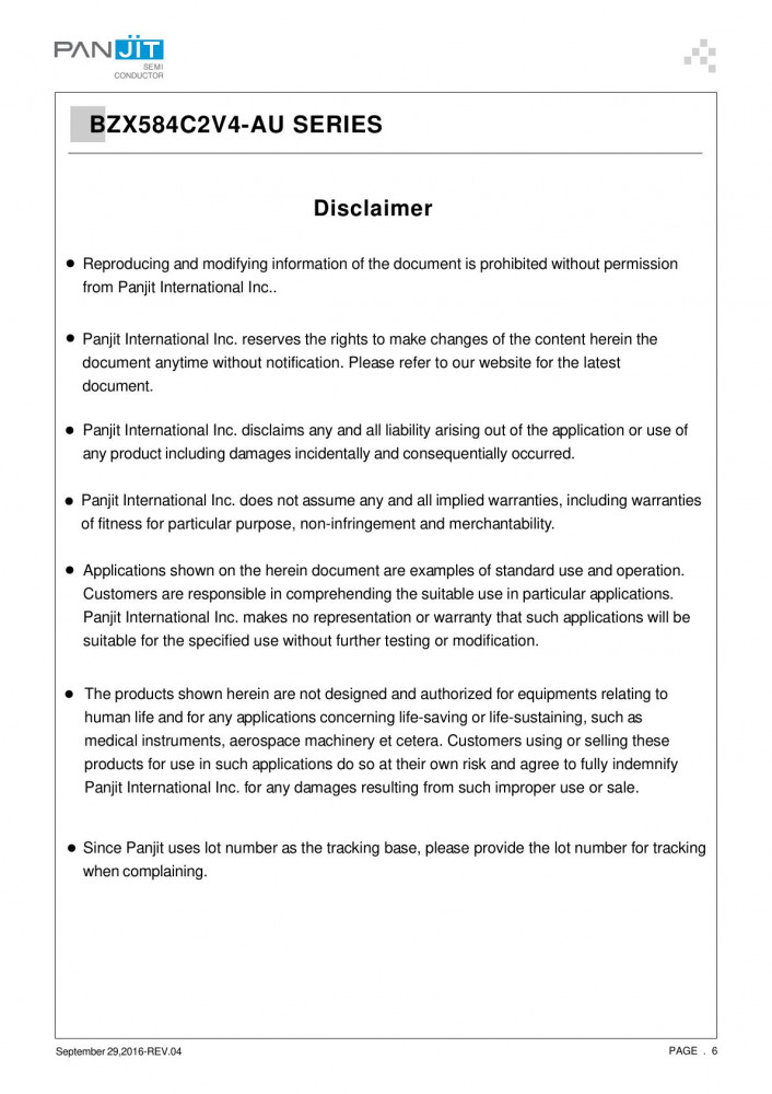 PANJIT BZX584C15-AU datasheet page 6