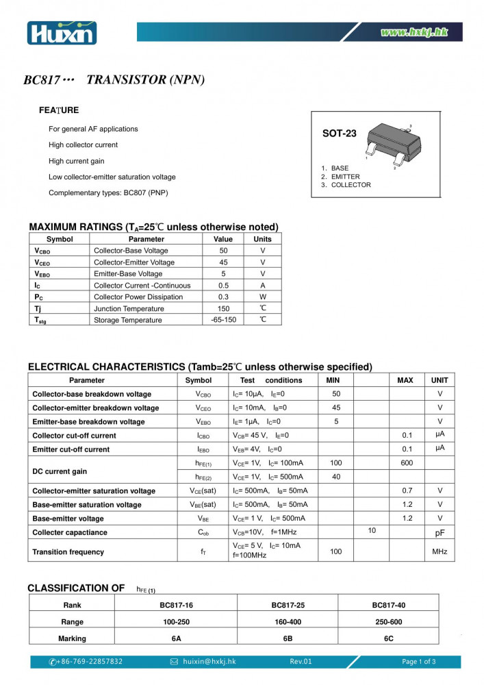 BC817-25 technical document page 1
