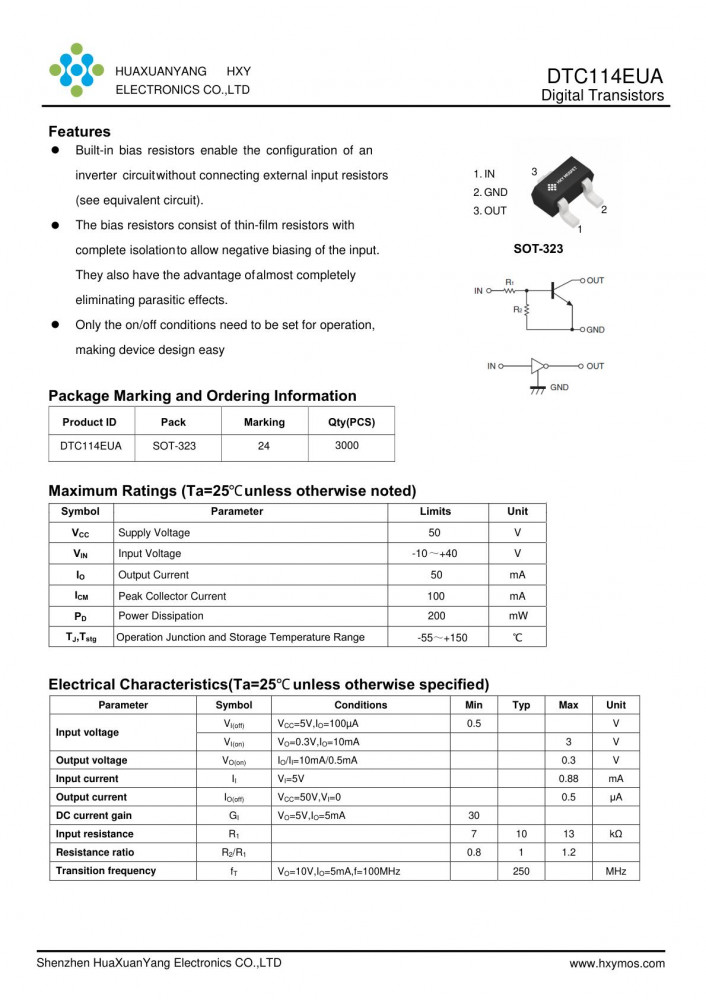 DTC114EUA technical document page 1