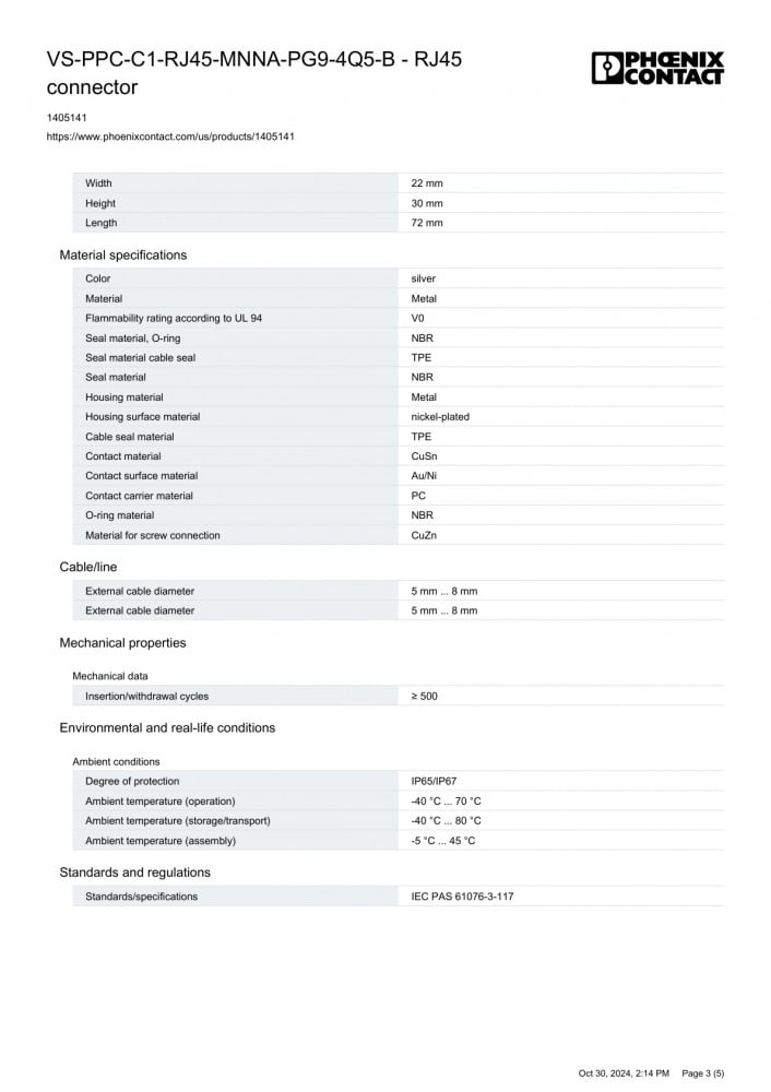 Phoenix Contact 1405141 technical document page 3