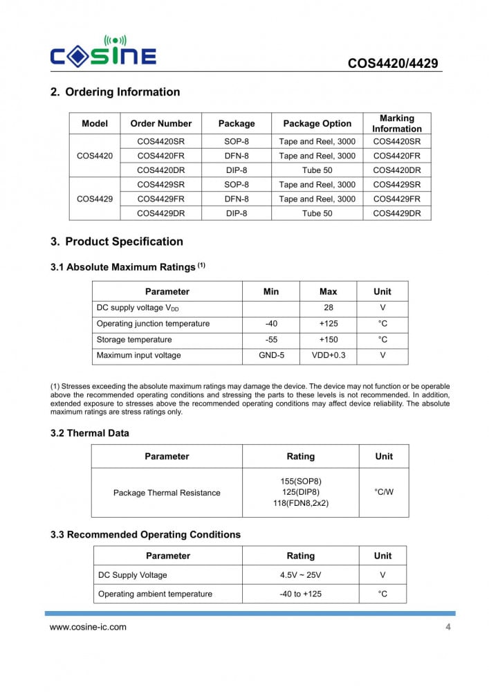 COS4420SR datasheet page 4
