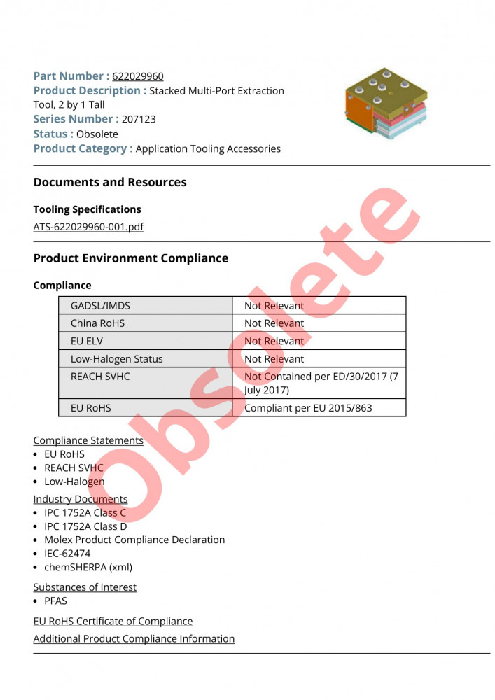 Tooling specification document preview, page 1