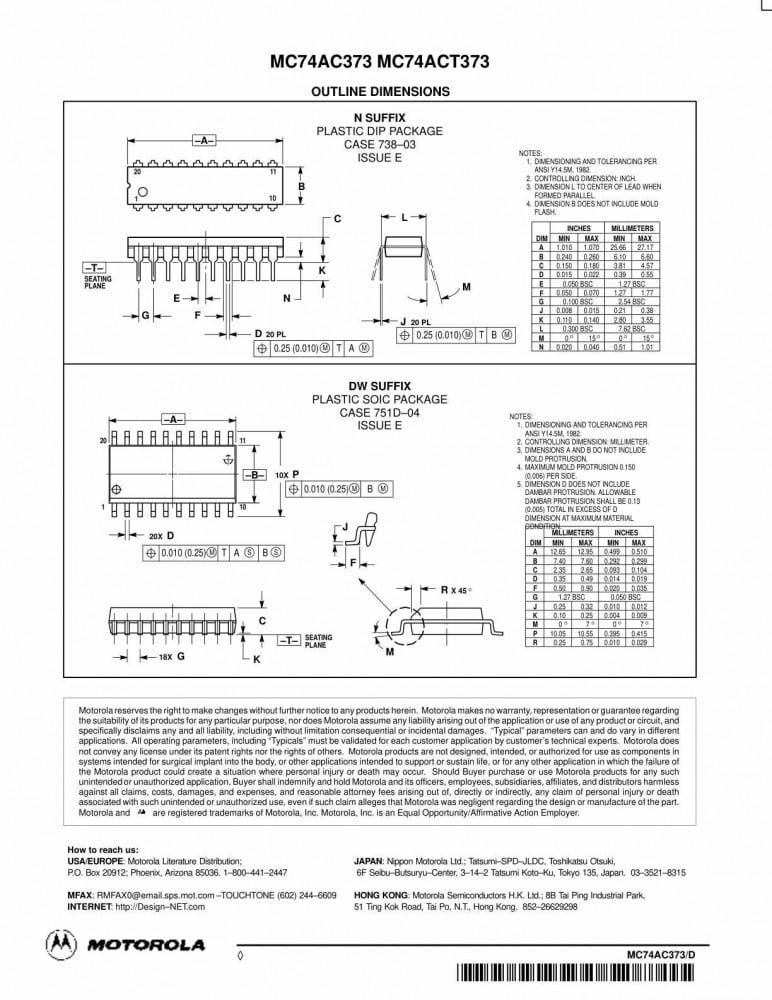 MC74ACT373DW datasheet page 8