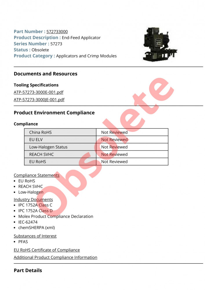 Tooling specification document preview, page 1
