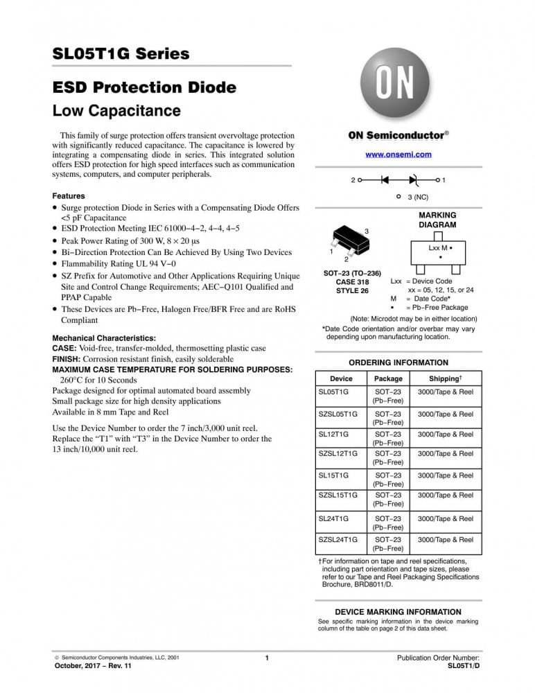 SL15T1G datasheet page 1