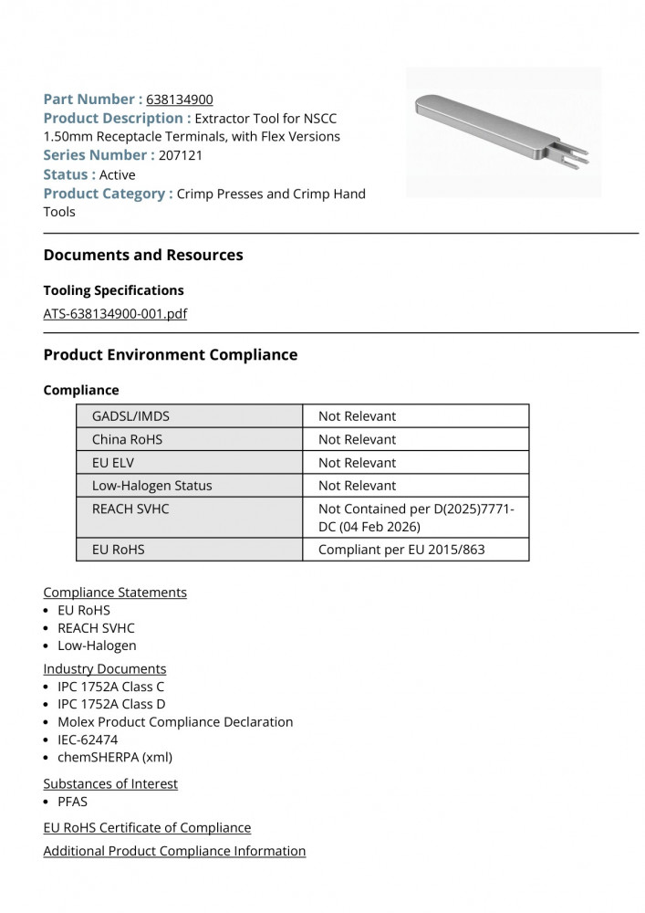 Molex 638134900 tooling document preview, page 1