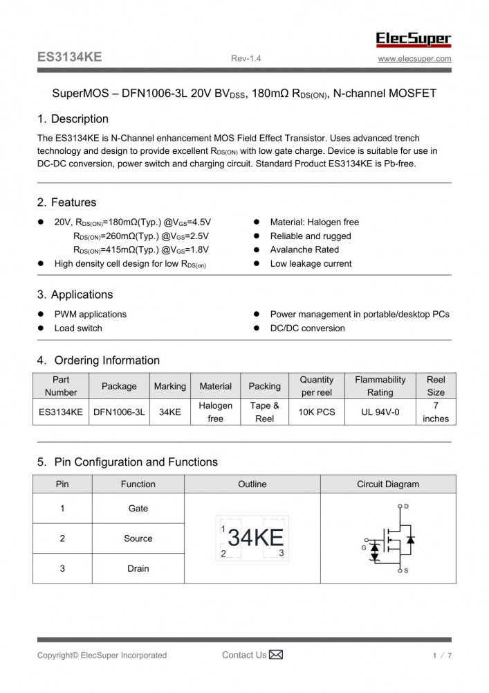 ES3134KE datasheet page 1