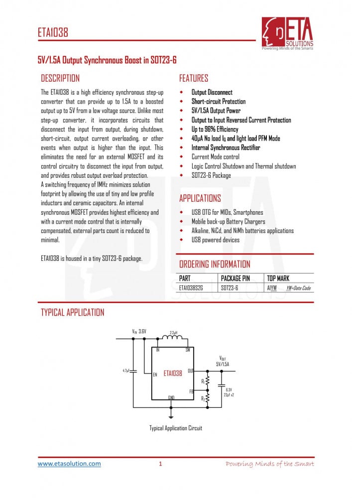 ETA1038S2G datasheet page 1
